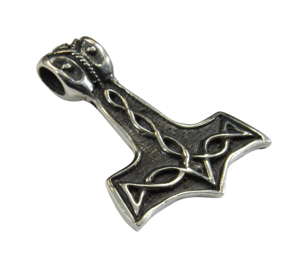 Solid 925 Sterling Silver Celtic Knot Norse Mjolnir THOR'S HAMMER Slide ...