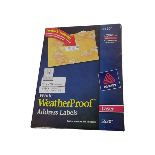 Avery 5520 Address Labels White Laser Weatherproof Shipping Tag 46 ...