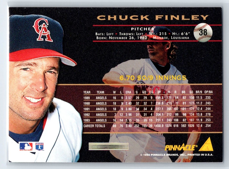 1994 Pinnacle Chuck Finley California Angels #38 | eBay