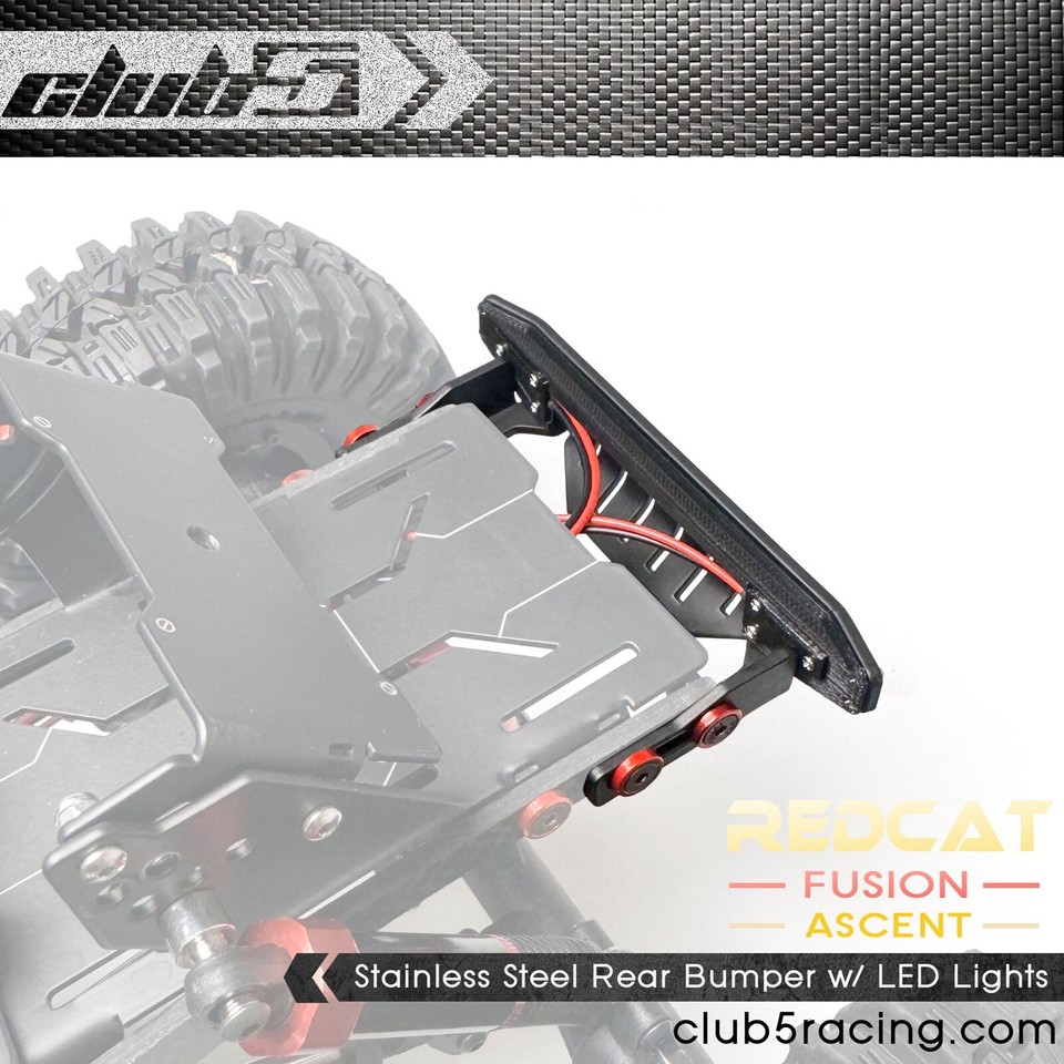 Stainless Steel Rear Bumper w/ LED Lights ( 6V ) for Redcat Ascent ...
