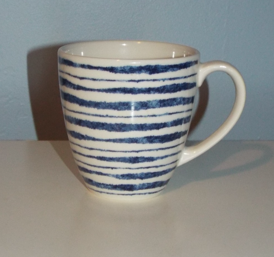 Queens by Churchill Sieni Stripie Blue & White Tea / Coffee Mug New ...