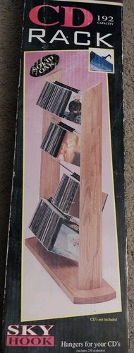 Vintage 90s Solid Oak 192 Capacity CD Storage Rack CDs Case SkyHook NEW ...