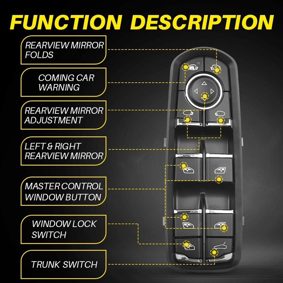 Window Switch For 11-18 Porsche Cayenne Panamera Macan Front Driver ...