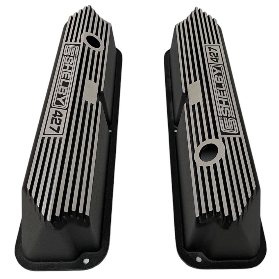 Ford FE Tall SHELBY 427 Black Valve Covers - Die-Cast Aluminum - Ansen ...