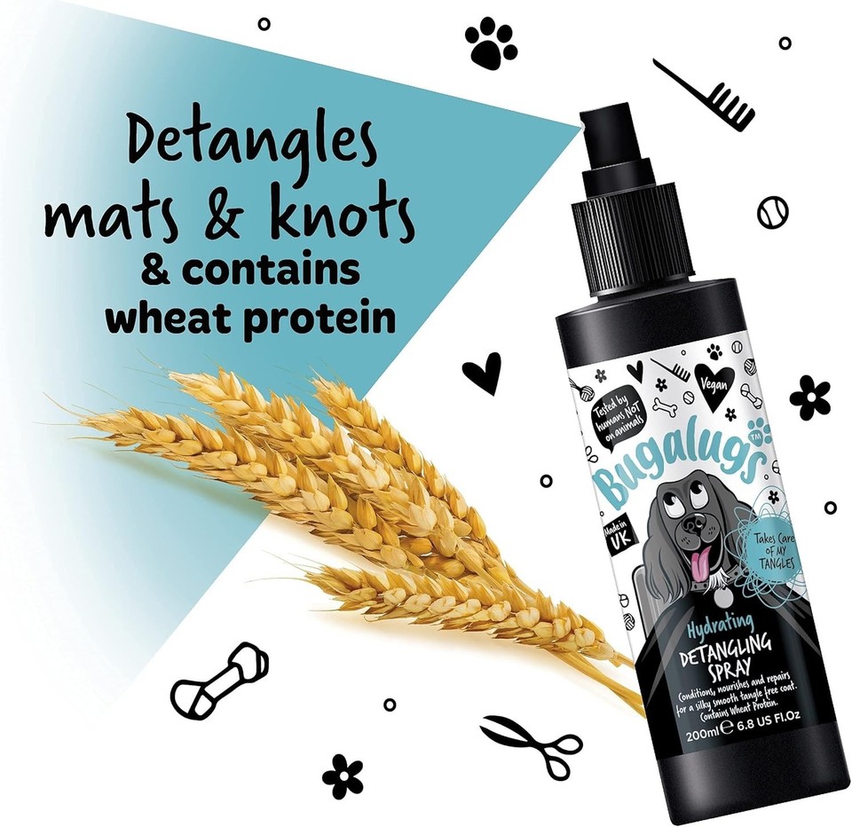 Bugalugs Dog Detangler Spray Tangle Tame conditioner Dematting Avocado ...