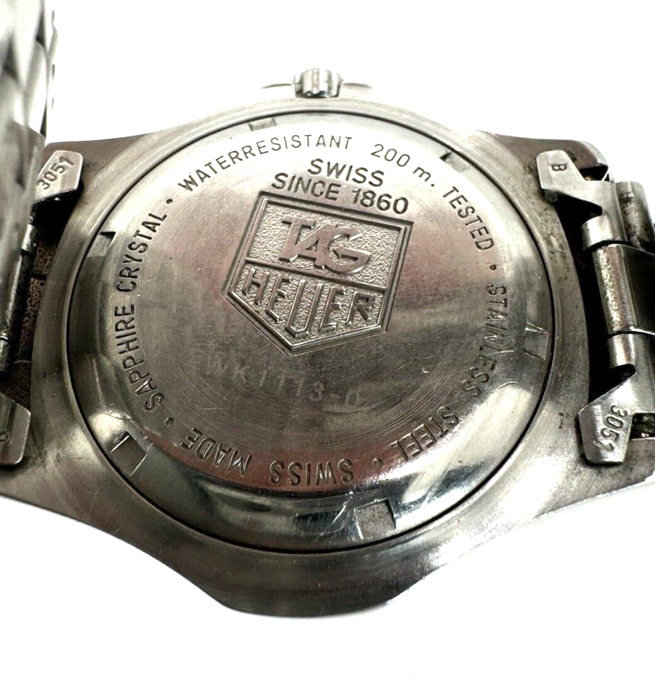 Tag Heuer WK1113 Blue Mens Watch Professional Silver Sport Diving 7.75 ...