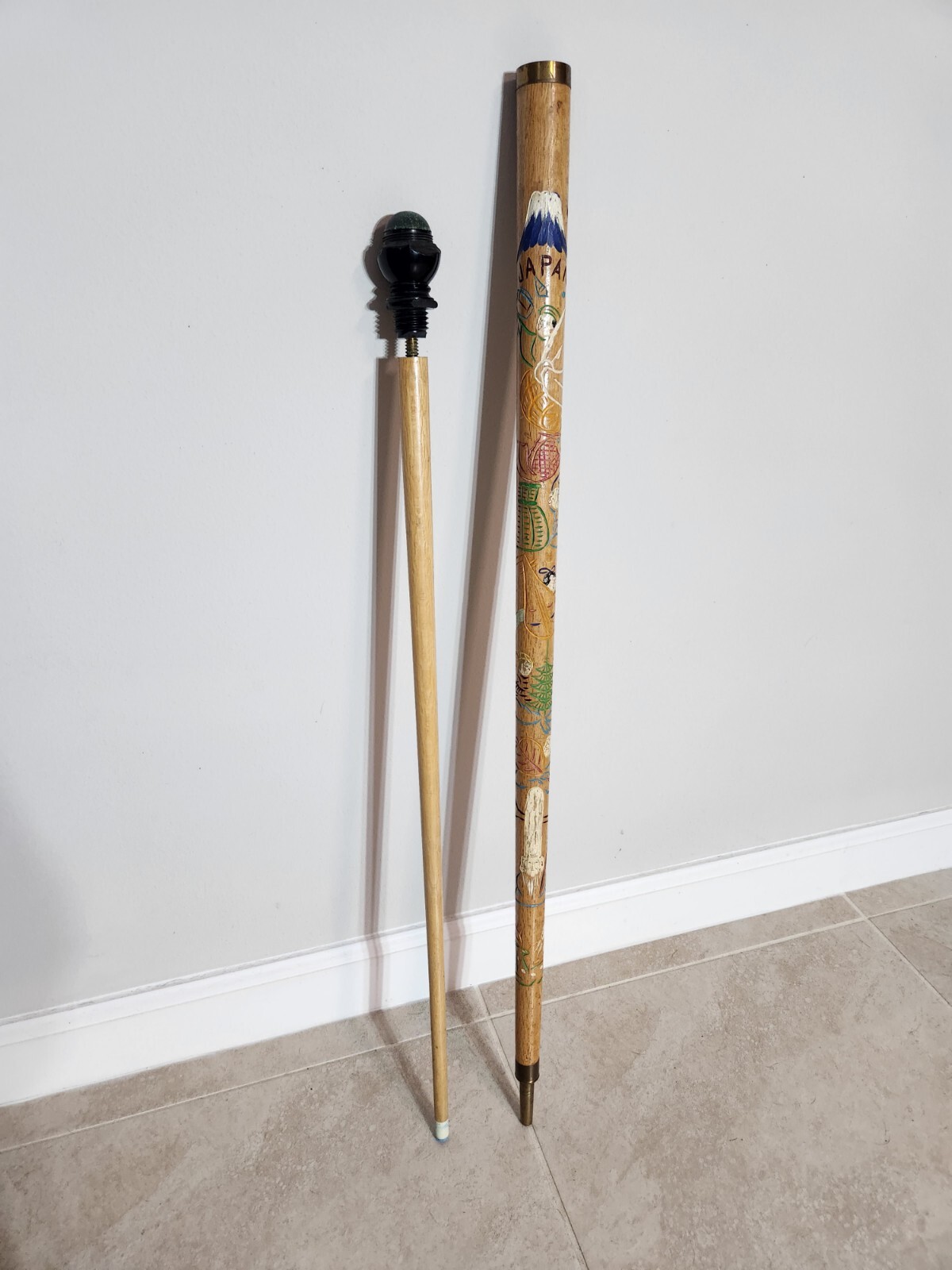 1950s-1960s Vintage Japanese Handmade pool cue walking cane | eBay