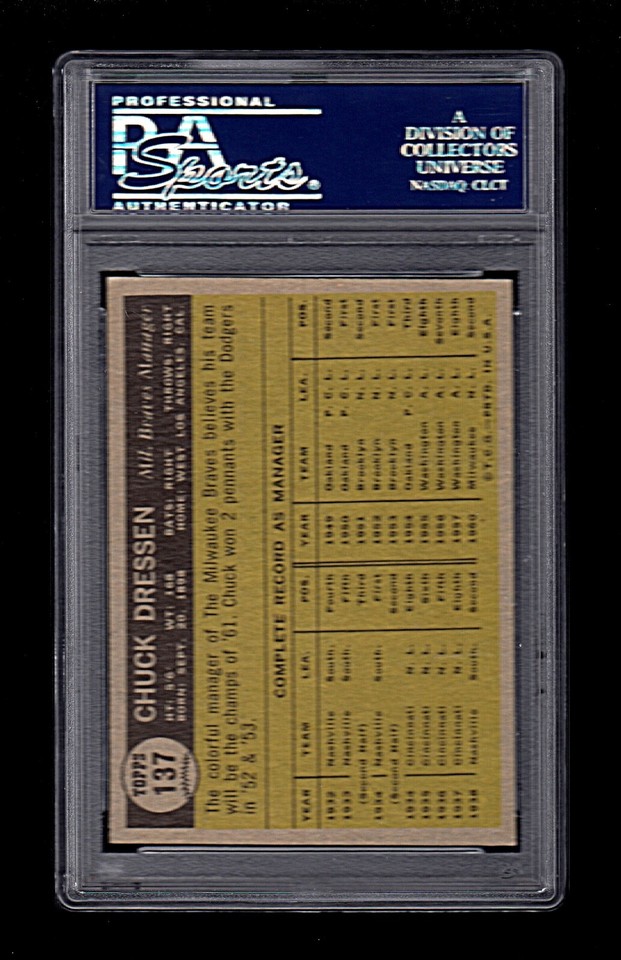 1961 Topps #137 Dressen PSA 7 NM | eBay