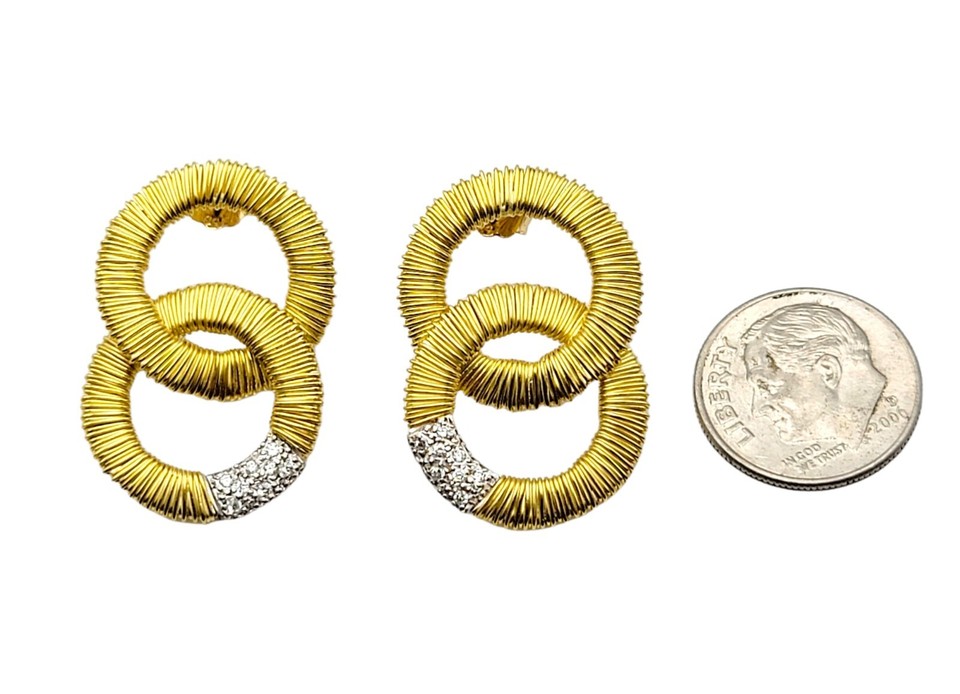 Earrings Diamond Pave Wire Wrapped Hoops Drop Stye 18 Karat White ...