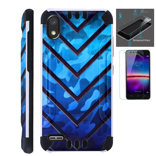 COMBAT for TCL A2X A2 Phone Case Cover + SCREEN PROTECTOR / BLUE METAL ...