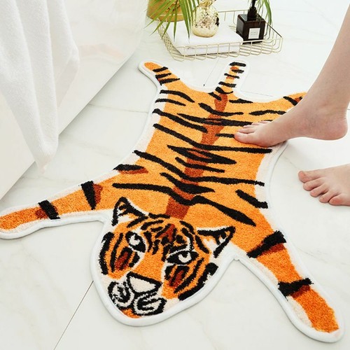 Tiger Print Area Rug Faux Skin Rug Hide Cute Carton Carpet Floor Mat ...