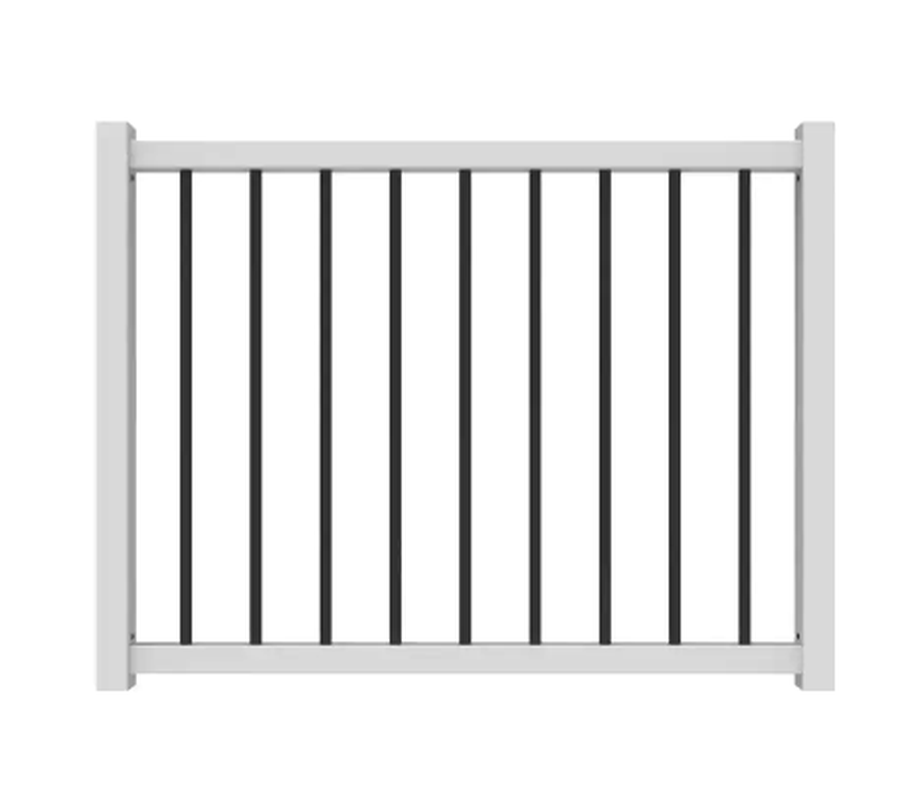 White Poly-Composite Rail Gate Kit W/Metal Balusters For Railing 36 in ...