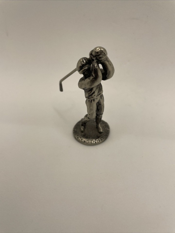 Pewter Golfing Golfer Golf Silver Color Metal Statue Figurine, 2" | eBay
