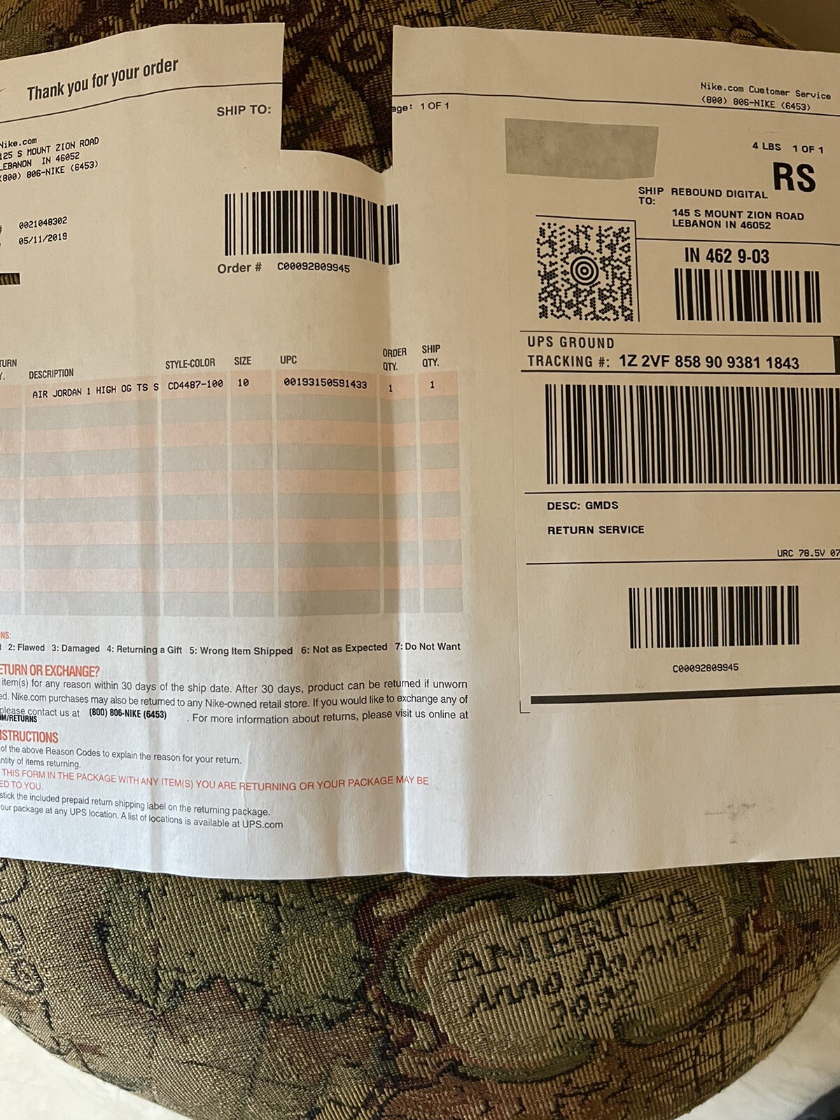 Size 10 Jordan 1 Retro OG X Travis Scott High Mocha Receipt From Nike size-10-jordan-1-retro-og-x-travis-scott-high-mocha-receipt-from-nike
