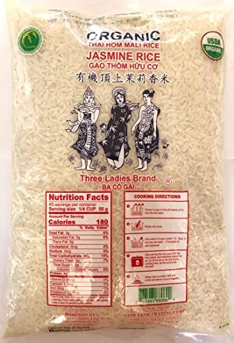 USDA Organic Thai Long Grain Jasmine Rice 5 Pounds, Product of Thailand ...