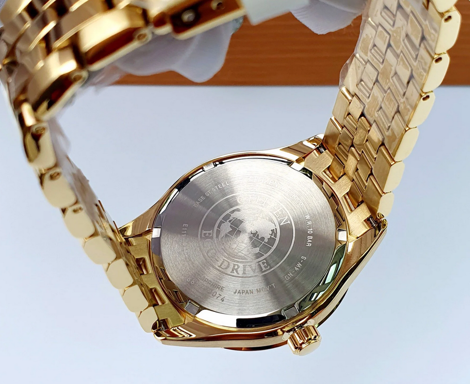 Citizen Addysen Sapphire Crystal Black Dial Gold Tone Men's Watch ...