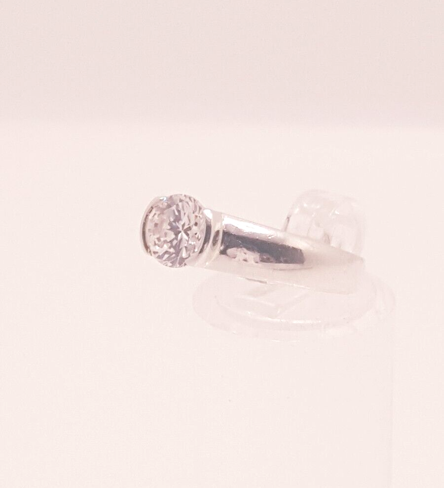 Gorgeous Sparkling White Stone Band Ring 925 Solid Silver Size P~P1/2 ...