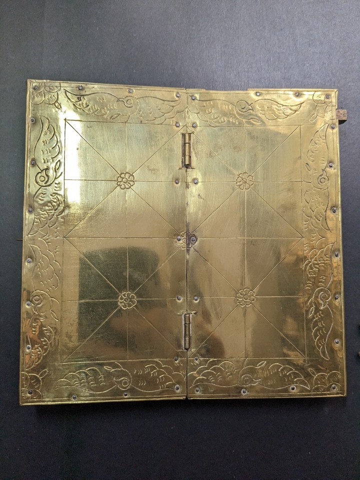 Bagh Chal Tiger Goat Board Game Rare Unique Brass 6" x 6" Small version ...