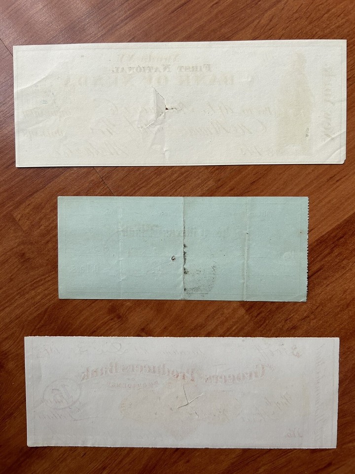 United States 1800's - 1900's: Three Different Old Bank Checks In Lot ...