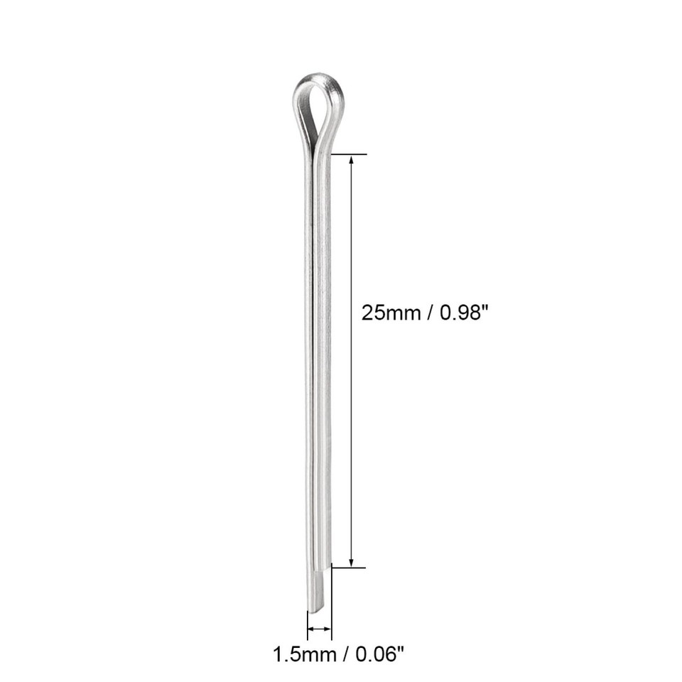 Split Cotter Pin - 1.5mm x 25mm 304 Stainless Steel 2-Prongs Silver Tone 120Pcs | eBay