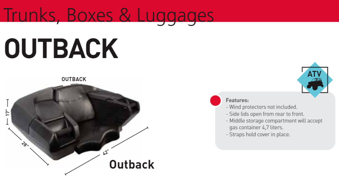 Kimpex Outback 2.0 ATV Passenger Seat w Storage Trunk, Rack, Dry Box ...