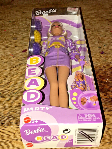 Barbie Bead Party Barbie Doll C3613 Purple Skirt Print Top Blond 2003 ...