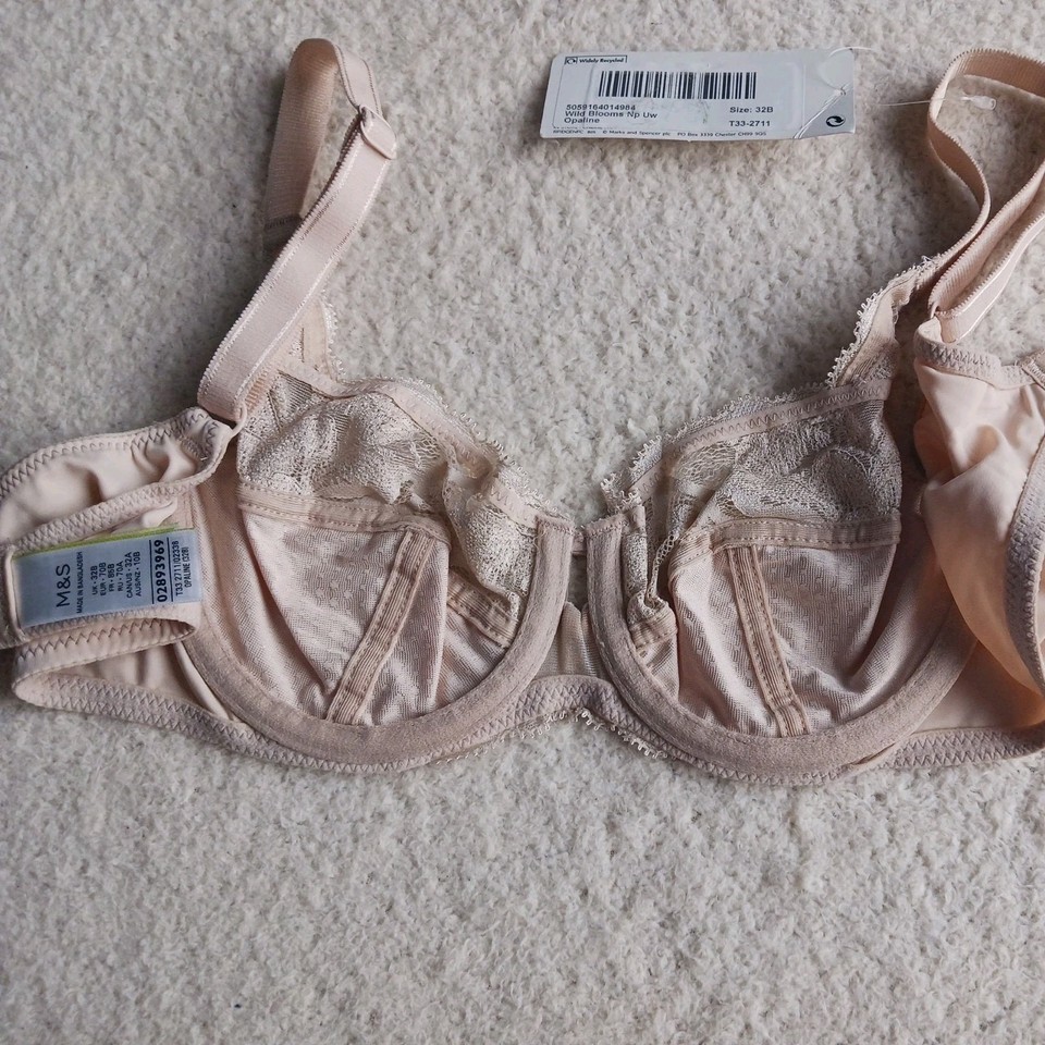 M&S Wild Blooms non-padded underwired bra - Size 32B | eBay UK