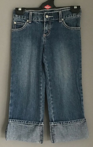 Girls Size 9 PUMPKIN PATCH Girls Blue Denim Capri Pants w Fold Over ...