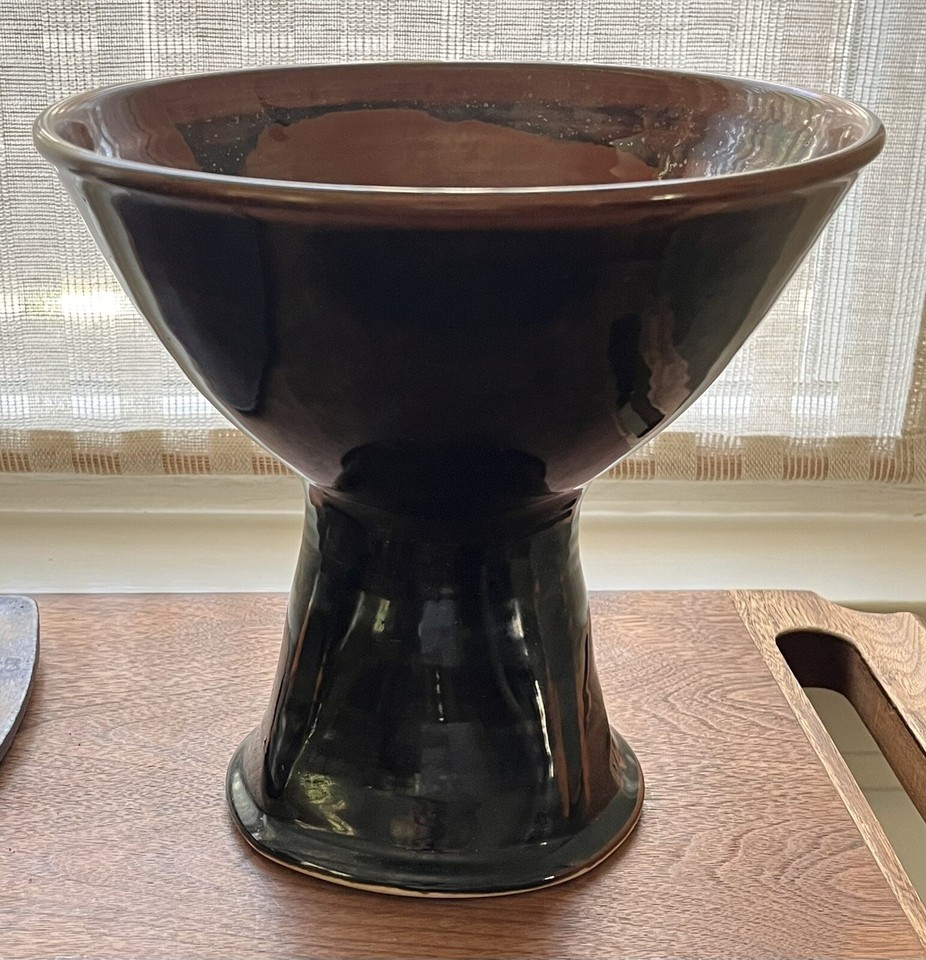 Vintage Mid Century Studio Pottery Footed Vase Vessel Ikebana Signed BH | eBay