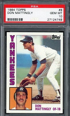 1984 TOPPS DON MATTINGLY ROOKIE #8 N. Y. YANKEES SUPERSTAR PSA GEM MINT ...