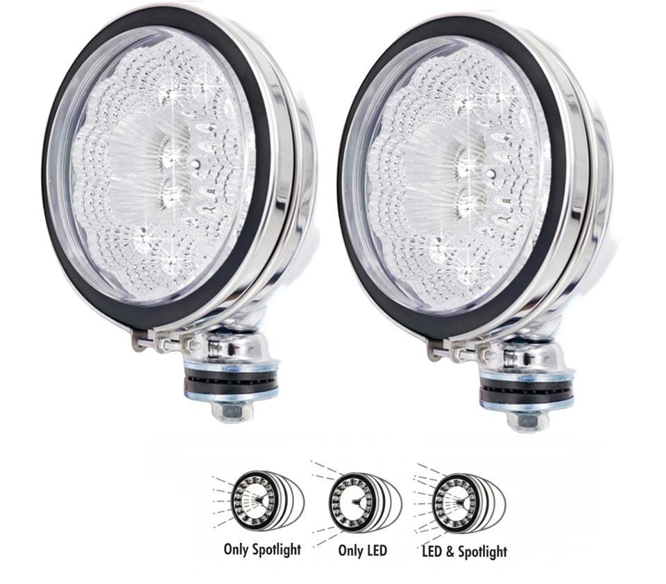 6" 12V Bright White LED Chrome Car Van Truck Spotlights Spot Fog Light ...