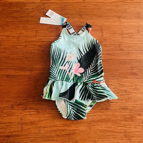 Bonds Baby Girl Floral Green Strap One Piece Frill Swim Swimsuit Size 2 ...