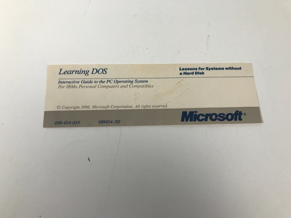 Vintage 1986 Microsoft Learning DOS - 5.25" Floppy Disc - Interactive ...