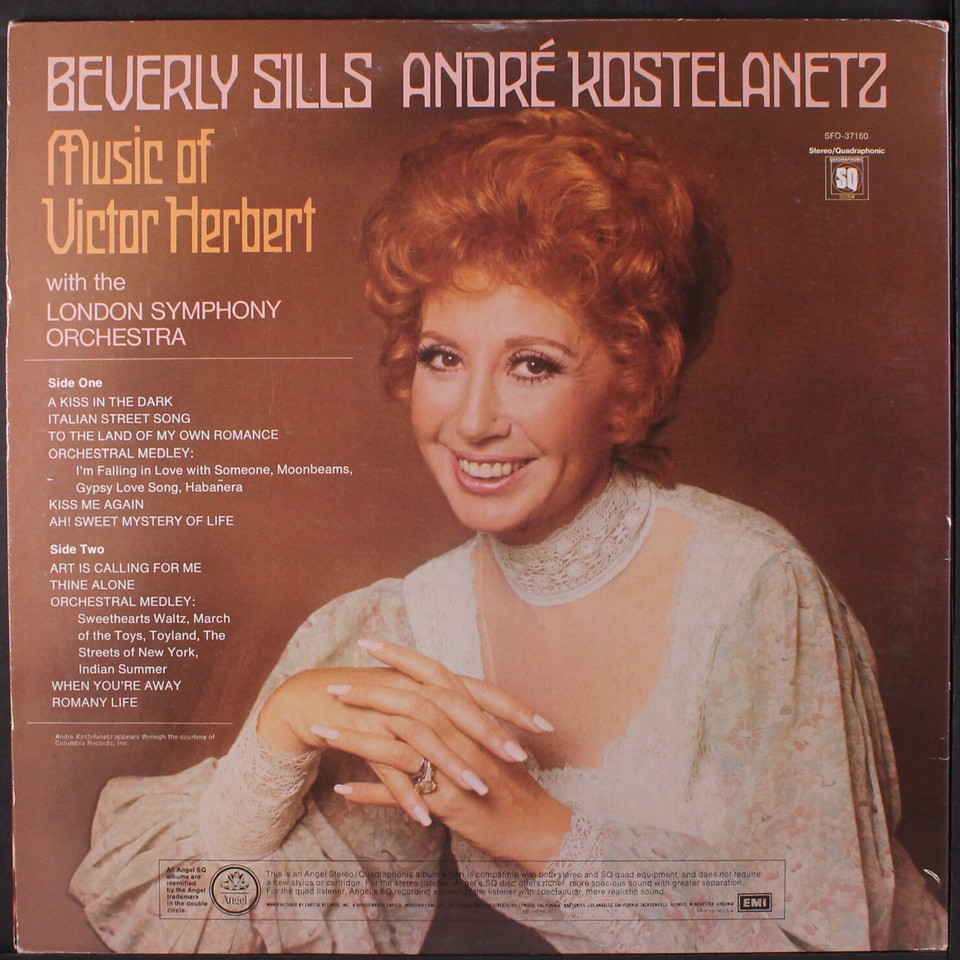 BEVERLY SILLS & ANDRE KOSTELANETZ: music of victor herbert ANGEL 12" LP ...