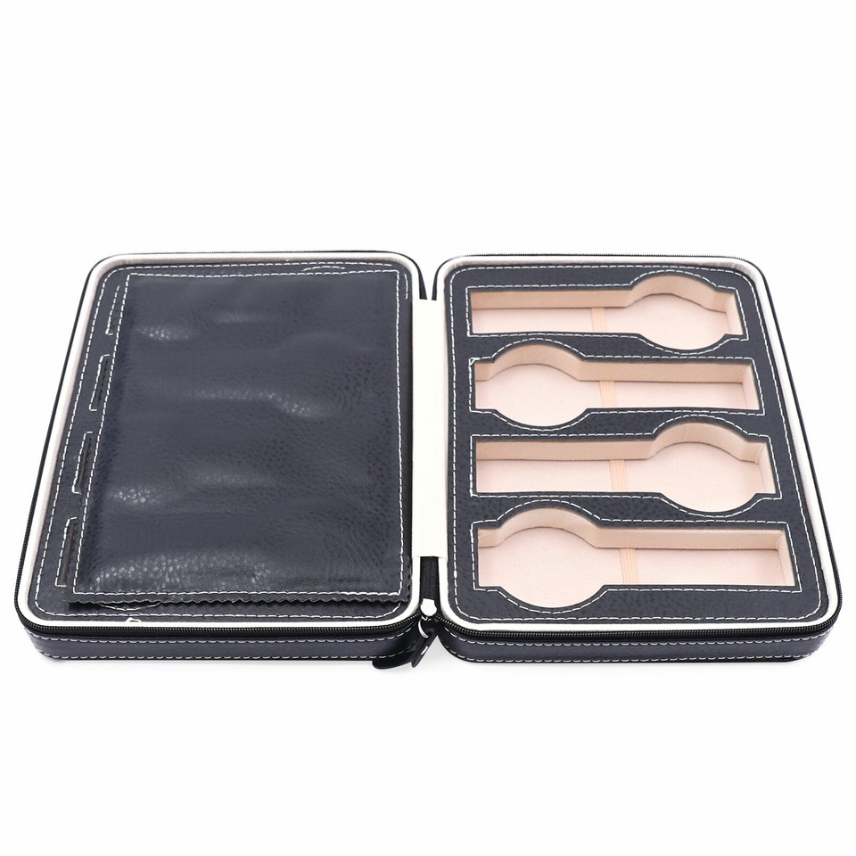 8 Slot Watch Box Display Organizer Storage Travel Watch Case W/ Zipper ...