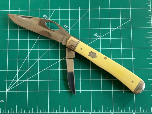 Rough Rider RR822 Blade Lock Trapper Knife Yellow Handle 440 SS Pocket ...