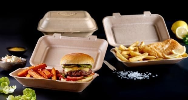 HB6 Food Take Away BURGER BOX Infinity Bagasse Disposable CONTAINERS ...