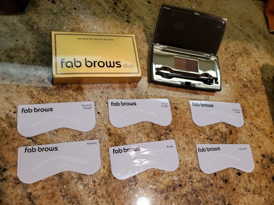 Fab Brows Duo Semi-Permanent Eyebrow Stencil Kit Slate/Black | eBay