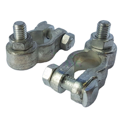2x Heavy Duty Battery Terminals 8mm Stud Nut Positive Negative Terminal ...