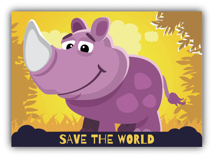 Save The World Rhino Cartoon Animal Greenpeace Slogan Car Bumper ...
