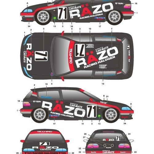 S.K. Decals SK24036 Honda Civic EG 6 Gr.N "Razo Trampio" #71 #72 Decal ...