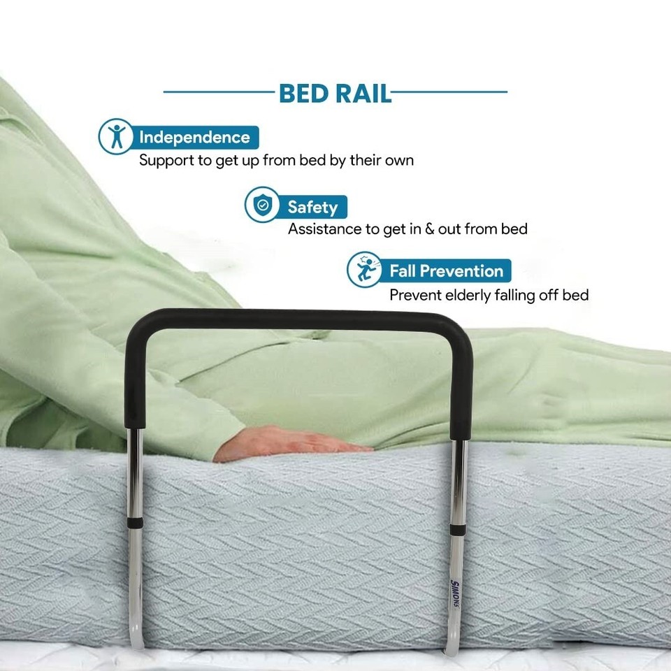 Steel Chrome Plated bedrail with Foam Grip for Adult Bed Safety Grab ...