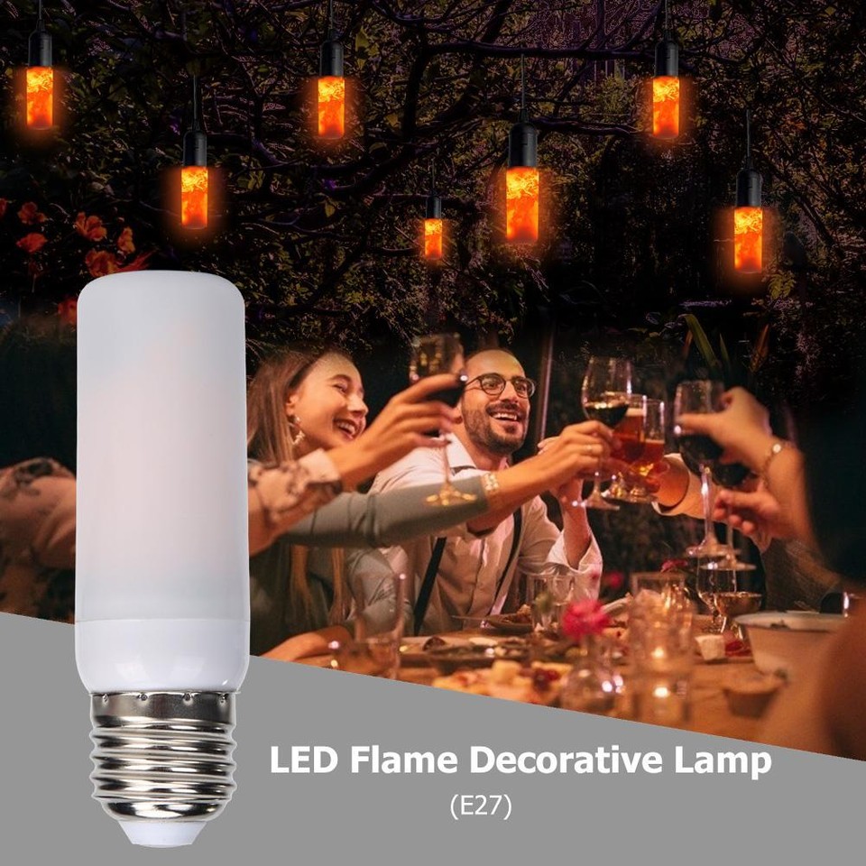 E27 7W LED Flame Effect Fire Light Bulb Flickering Emulation Decor Lamp ...