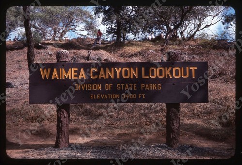 sl74 Original slide 1970's Hawaii Waimea Canyon Lookout sign 286a | eBay