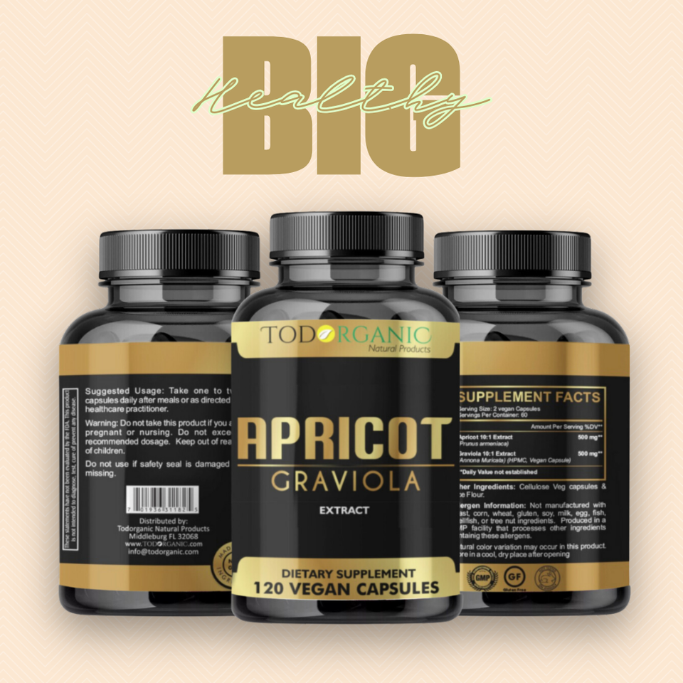 Vegan Dietary Supplement - Apricot and Graviola Extract 120 Capsules ...