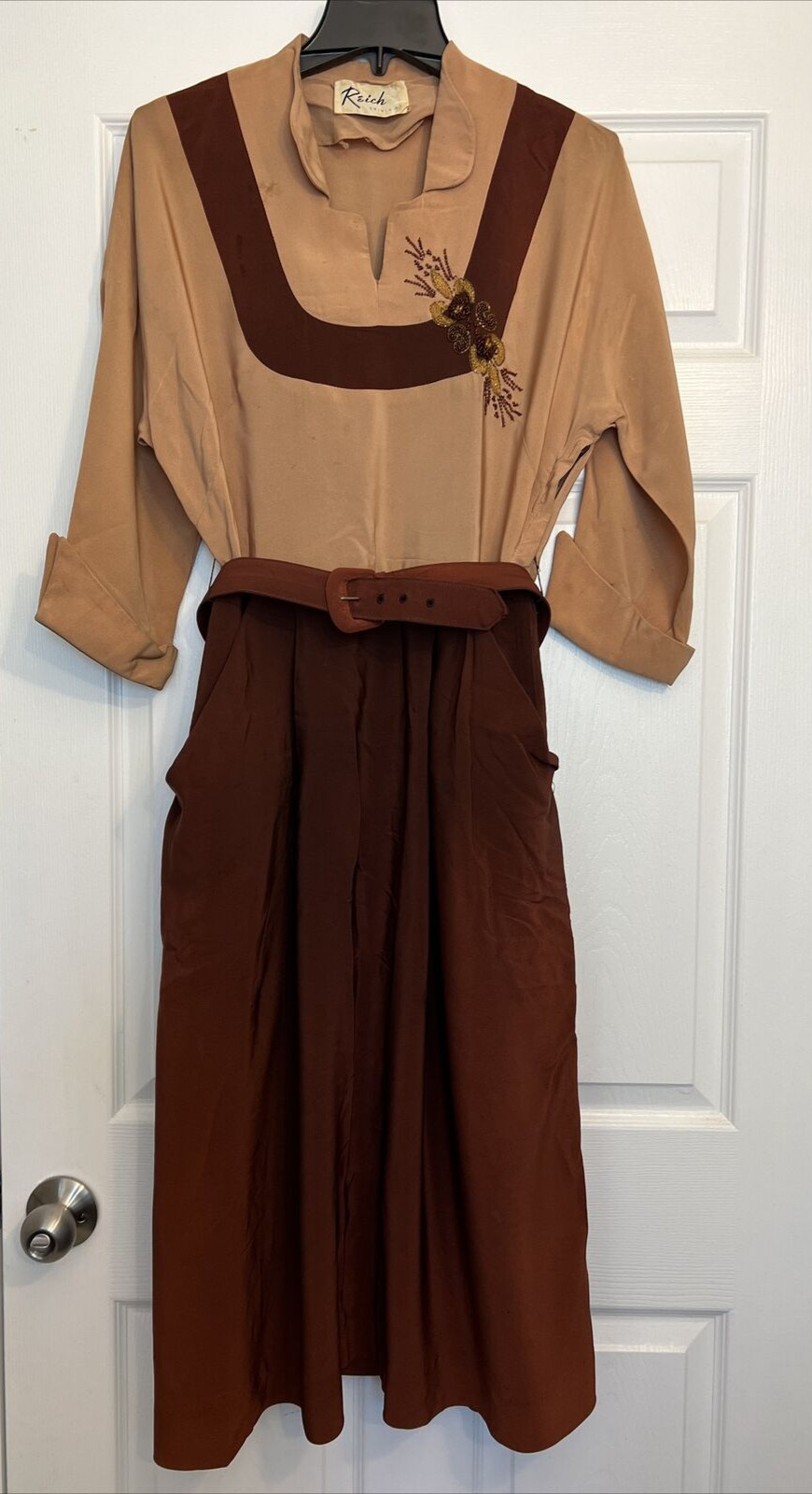 Antique 1945 Reich Original Maroon & Amber Beaded Flo… - Gem