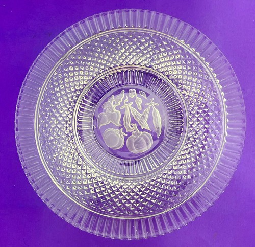 VTG Indiana Glass Crystal Vegtable Diamond Point 12" Hostess Cake Plate ...