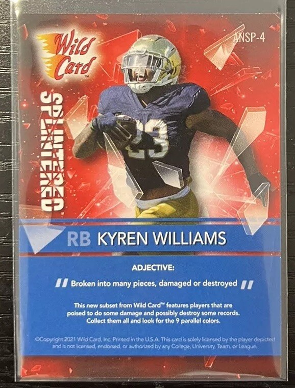2021 WILD CARD ALUMINATION RED SPLINTERED KYREN WILLIAMS #ANSP-4 LA ...