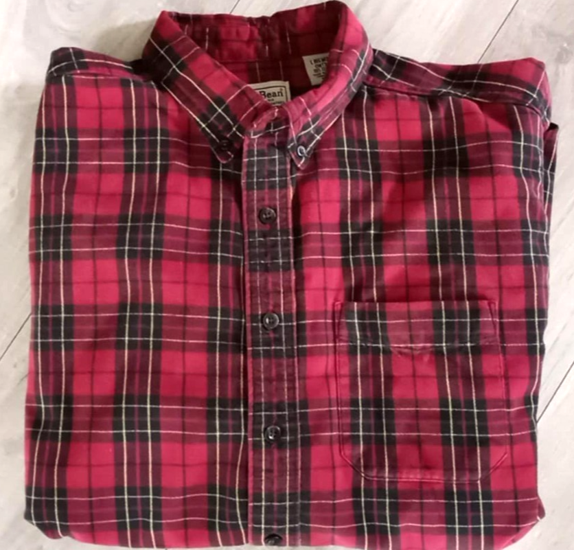 LL Bean Men's Flannel Shirt Large Pocket Cotton Red/Yellow/Black Scotch ...