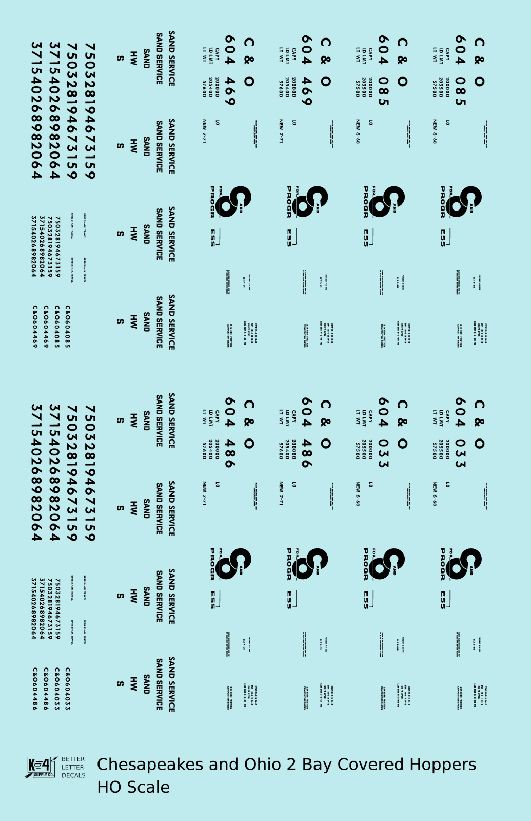 K4 HO Scale Decals Chesapeake and Ohio Covered Hopper Black | eBay